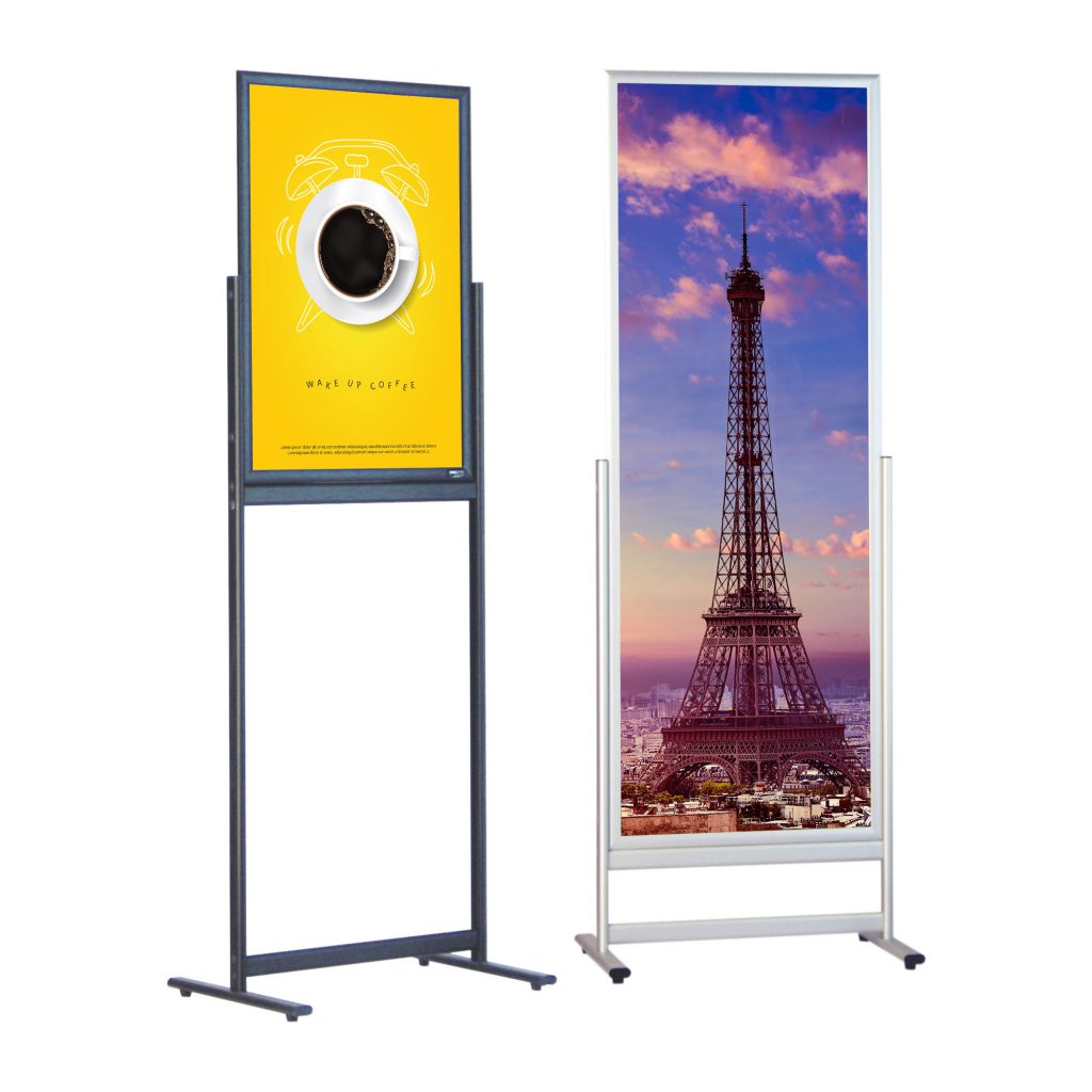 Dynamic Poster Stand – with Brochure Holder – DisplaySepeti Display Systems
